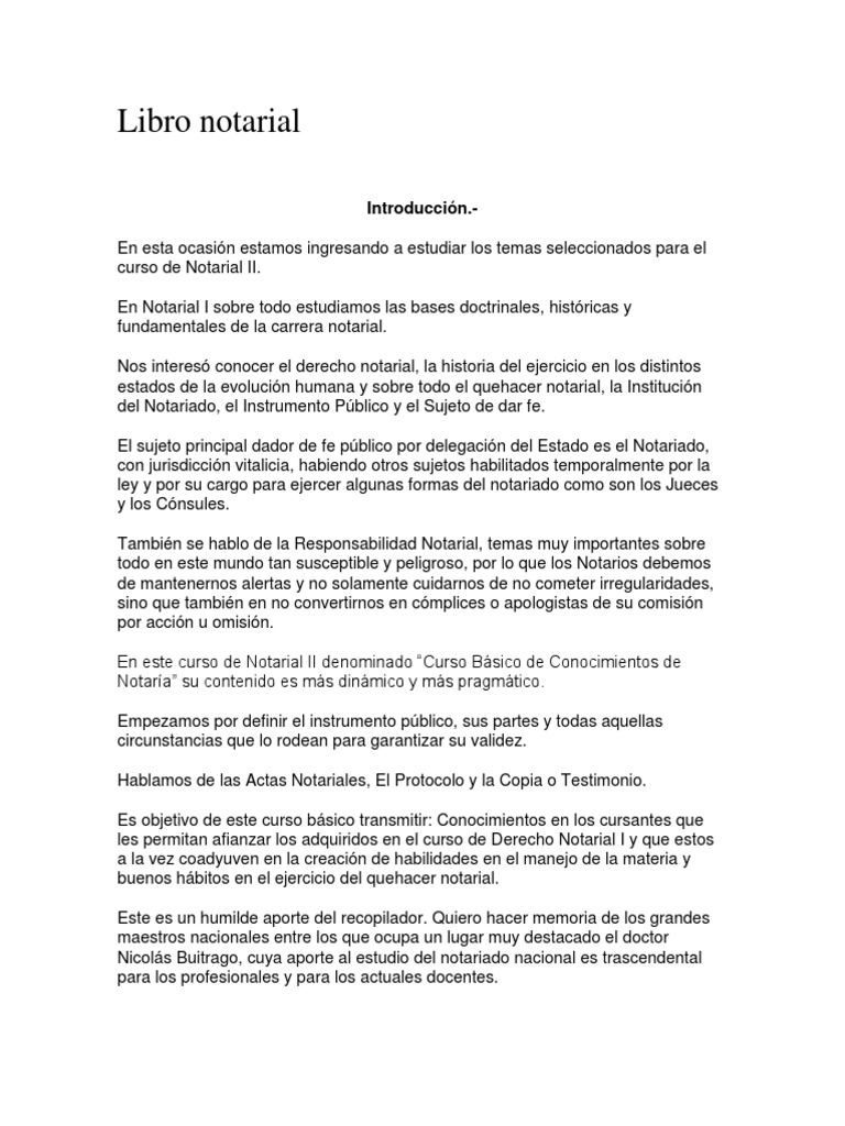 Libro Notarial | Descargar gratis PDF | Lengua española | Escritura