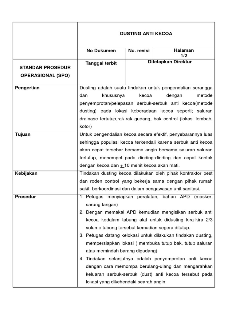 Dokumen - Tips Sop Instalasi Sanitasi | PDF