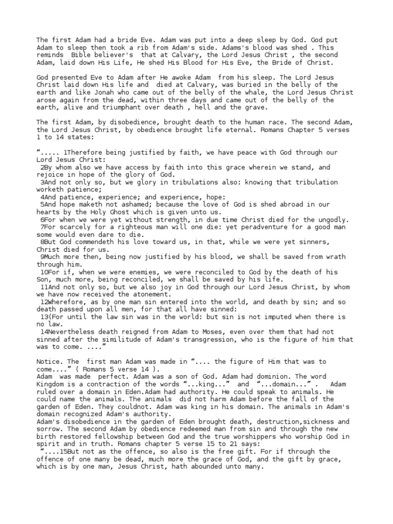 First and Second Adam: A Biblical Contrast | PDF | Adam | Grace In ...