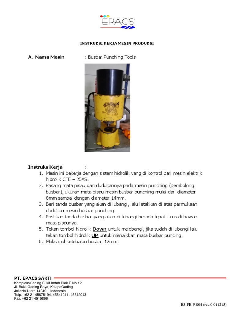 Hydraulic Machinery Operating Instructions: Punching, Bending, Cutting ...