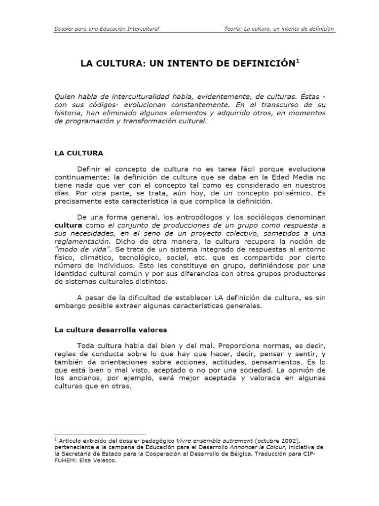 Un Intento de Definición - Cultura | PDF