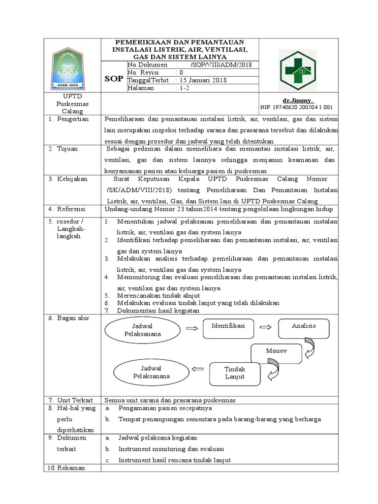 Sop Pemeriksaan Dan Pemantauan Instalasi Listrik | PDF