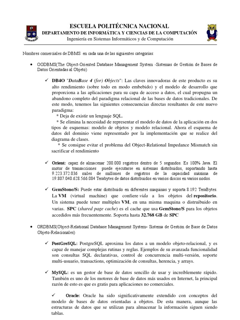 Odbms Pdf Sql Bases De Datos