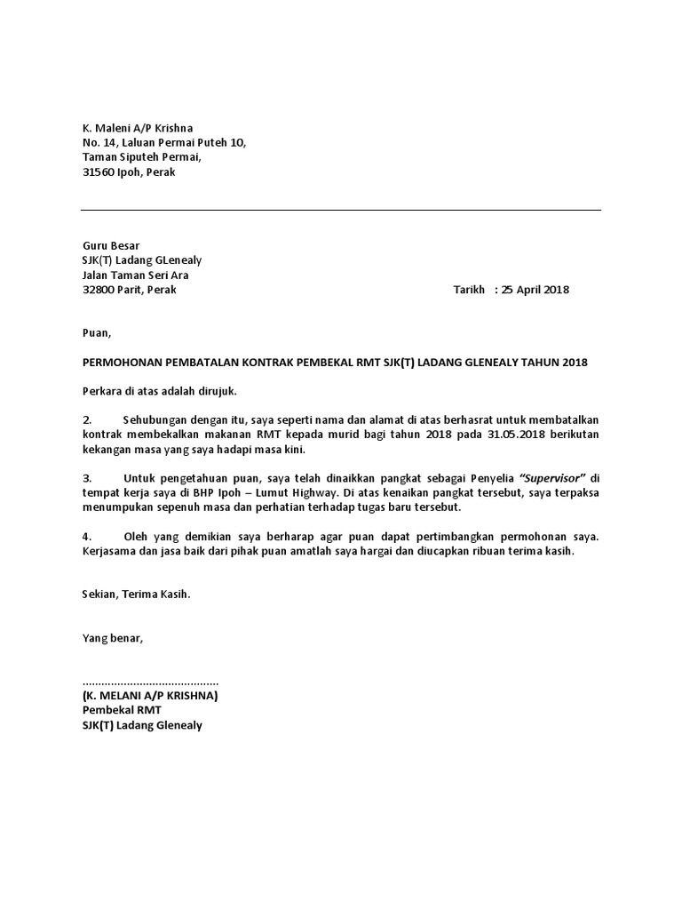 Surat Pembekal RMT | PDF