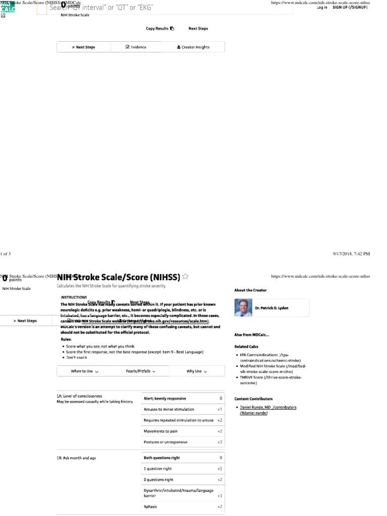 NIH Stroke Scale_Score (NIHSS) - MDCalc