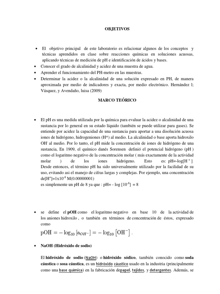 Informe de Laboratorio Determinacion de | PDF | Ácido clorhídrico | Ph