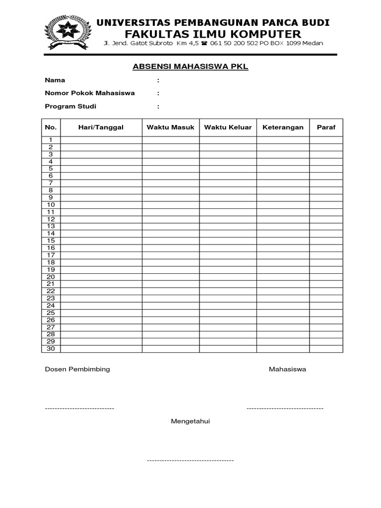 Absensi PKL Magang | PDF