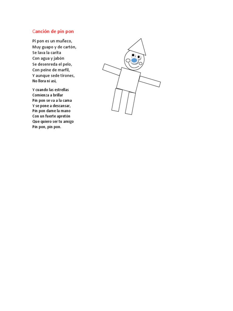 Letra de la canción "Pin Pon" | PDF