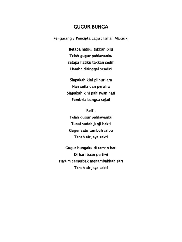 Lirik dan Makna Lagu Gugur Bunga | PDF