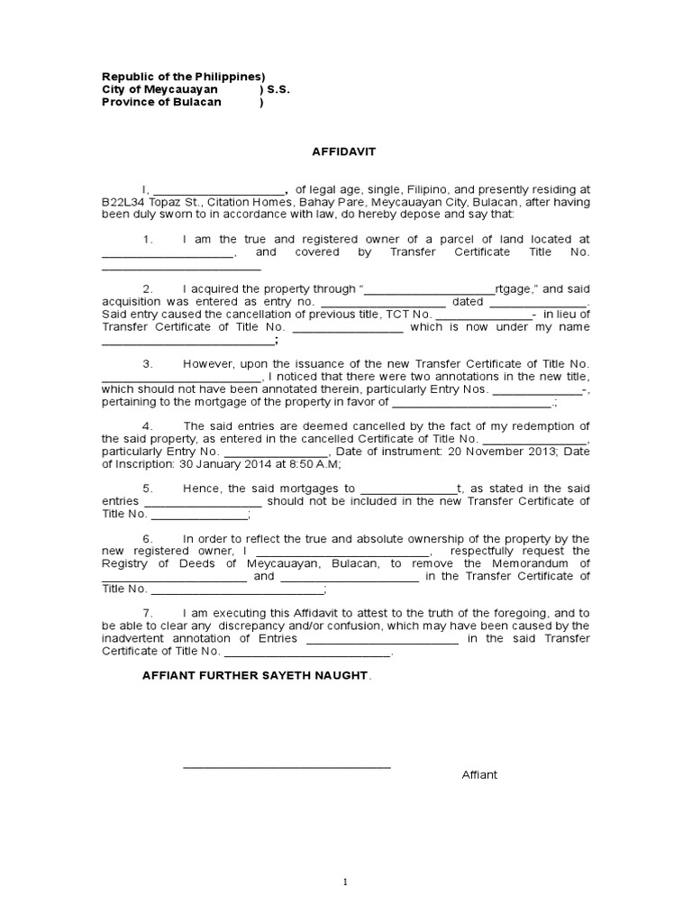 Affidavit of Discrepancy Sample | Affidavit | Law And Economics
