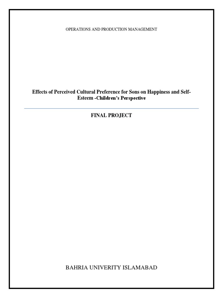 Final Project Opm | PDF | Socioeconomic Status | Self Esteem