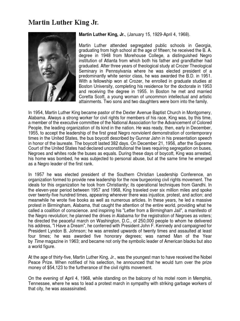 Martin Luther King JR | Martin Luther King Jr. | Movements For Civil Rights