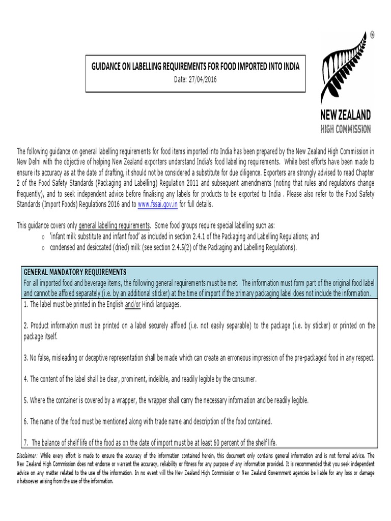 Final FSSAI Labelling Regulations Cheatsheet PDF | PDF | Packaging And ...