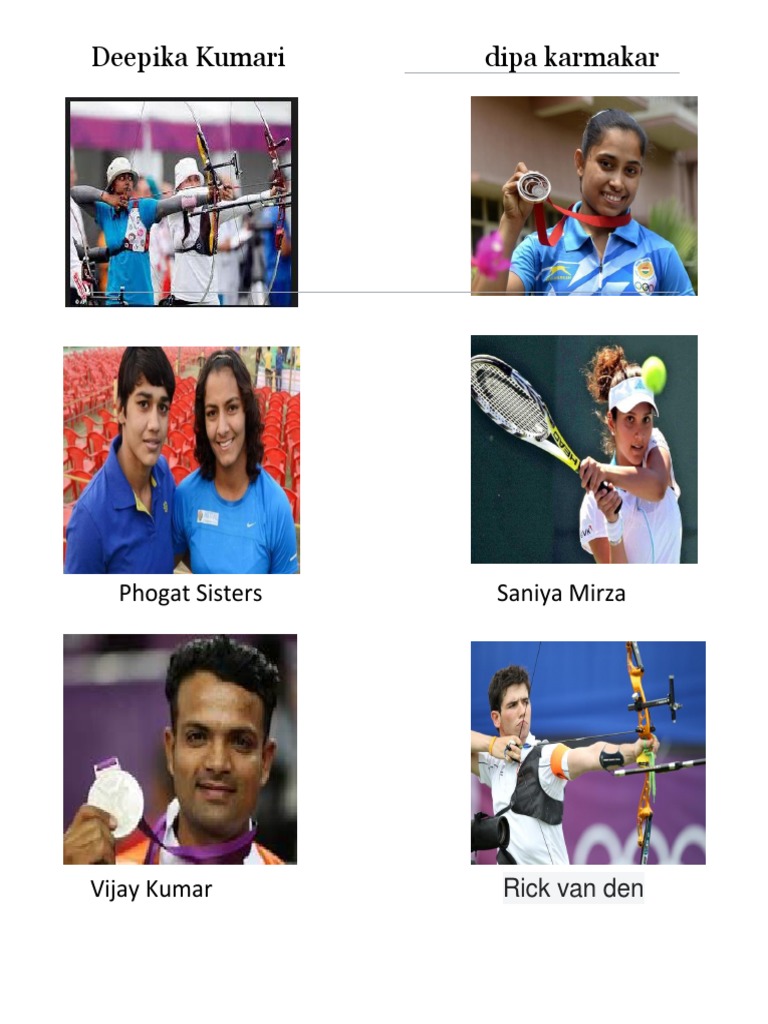 Deepika Kumari Dipa Karmakar: Phogat Sisters Saniya Mirza | PDF