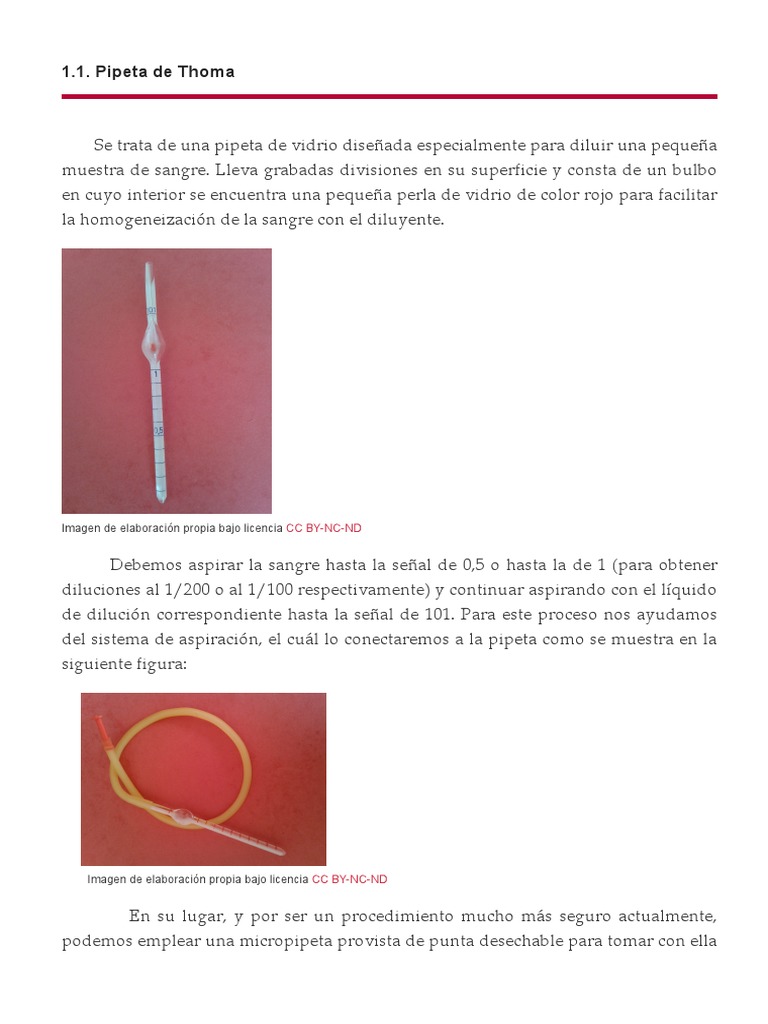 Uso y características de la pipeta de Thoma | PDF
