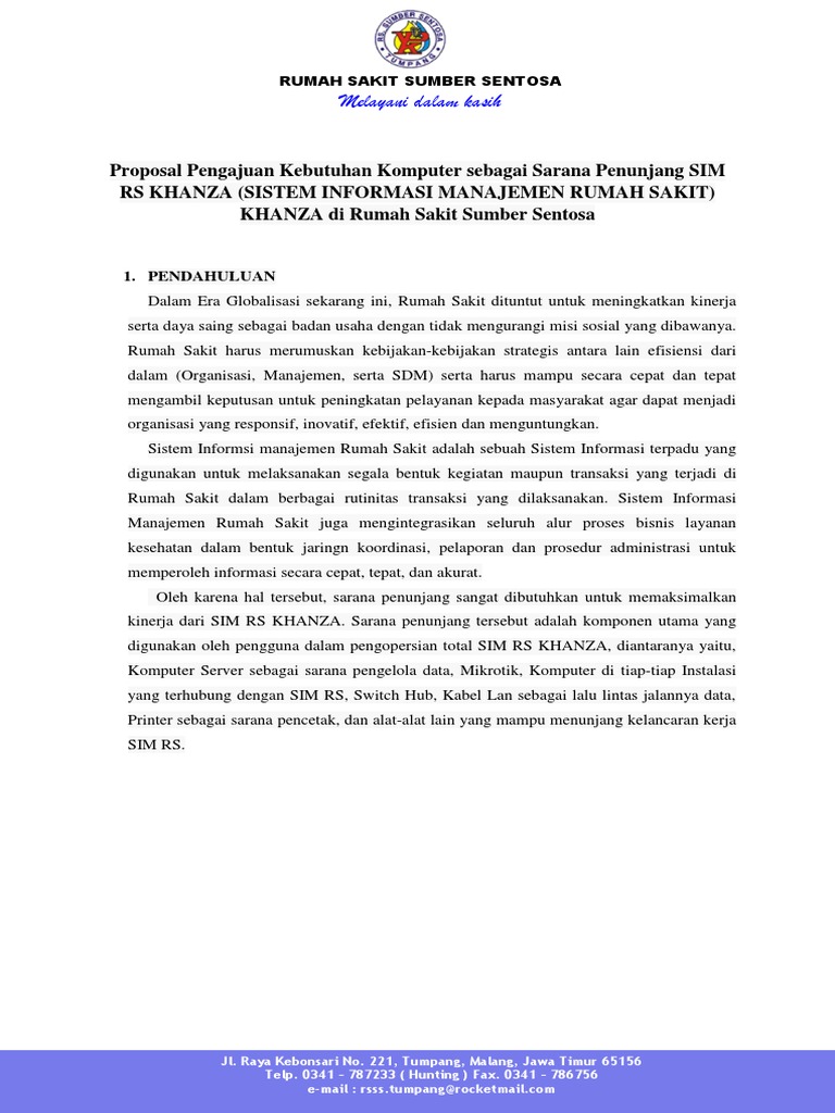 Proposal Pengajuan Pengadaan Barang SIM RS | PDF