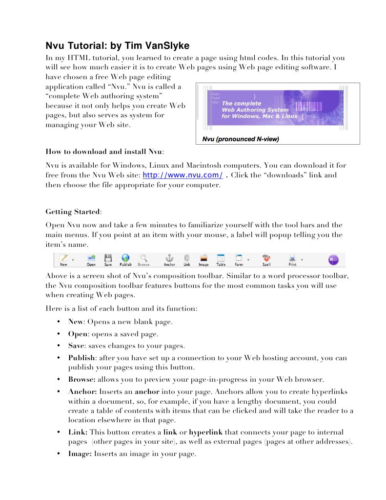 Nvu Tutorial | PDF | Hyperlink | Web Page