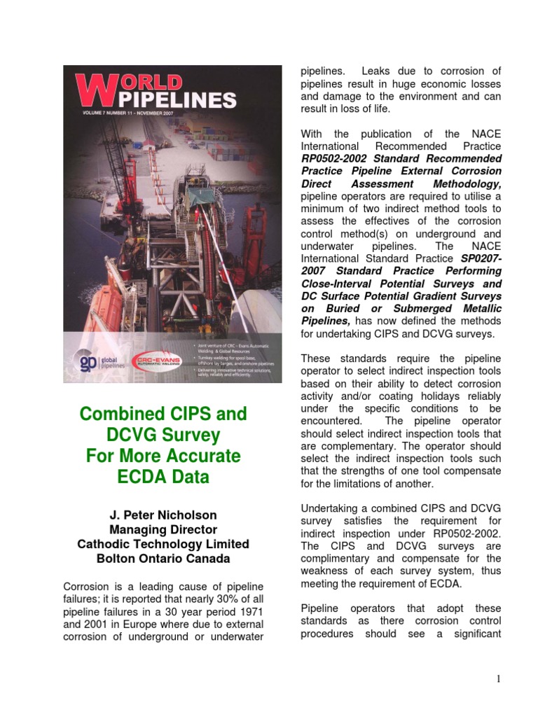 World Pipelines 2007 Combining CIPS and DCVG | PDF | Surveying ...
