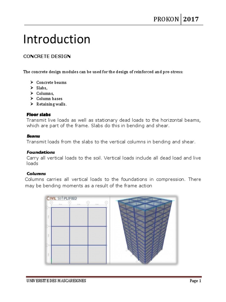 Design of Continuous Beams and Columns for a Two Story Building Using PROKON Concrete Design ...
