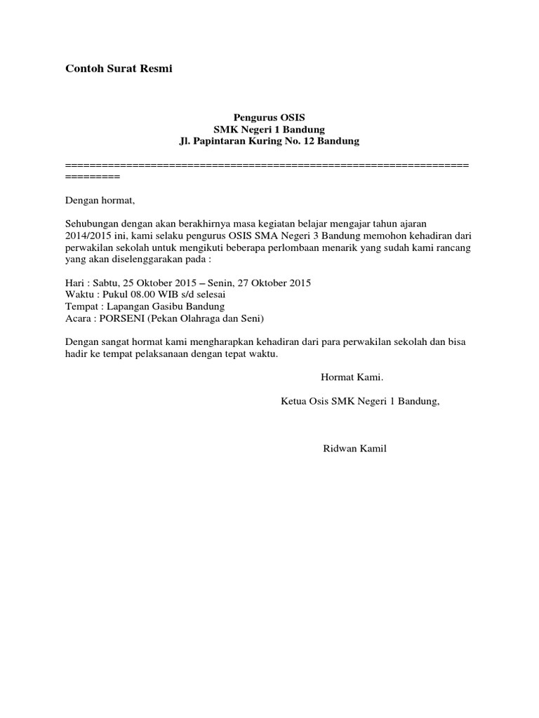 Contoh Surat Resmi | PDF