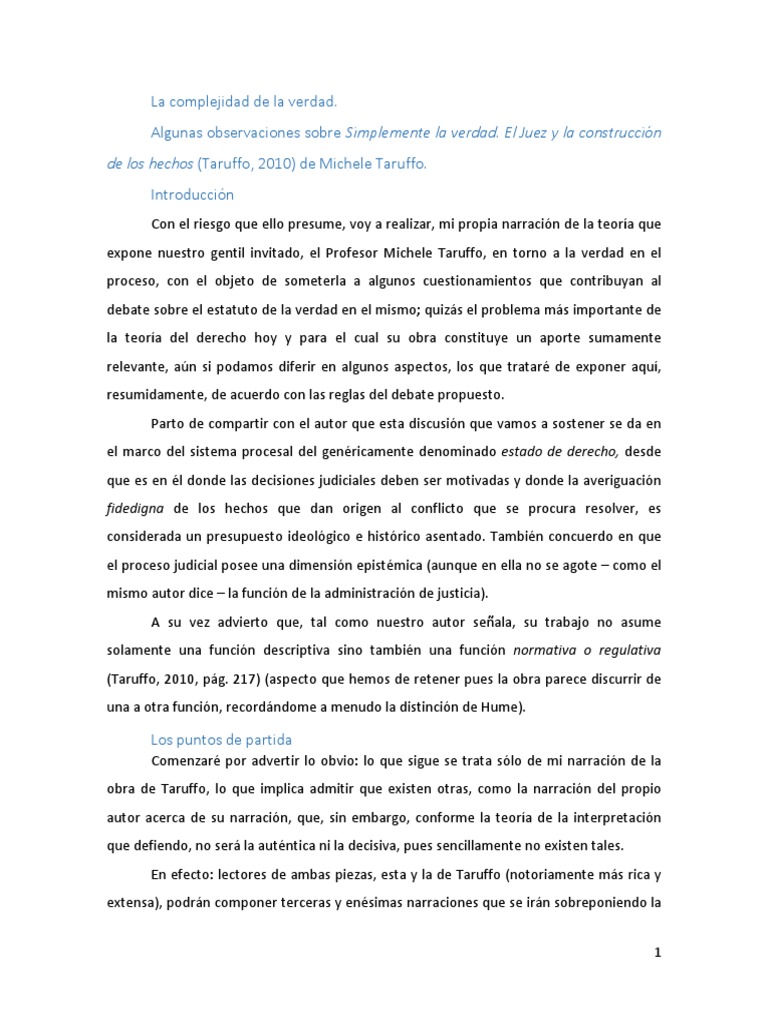Douglas Price - La-Complejidad-De-La-Verdad en Taruffo - 2015 PDF | PDF | Verdad | Razón