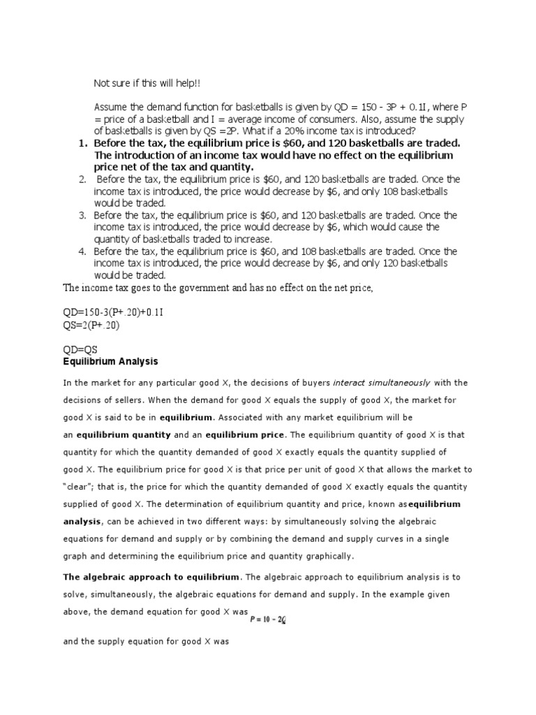 Tax Impact on Basketball Market Equilibrium | PDF | Economic ...