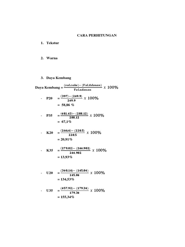 Cara Perhitungan Cake | PDF