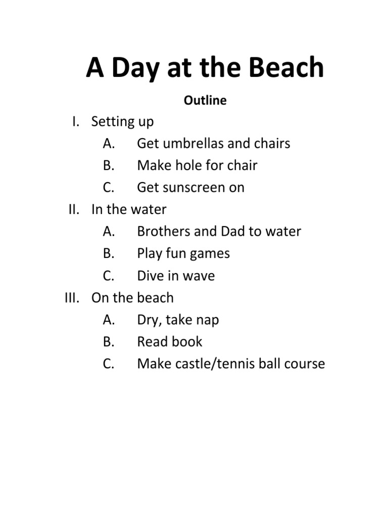 A Day at The Beach Outline | PDF