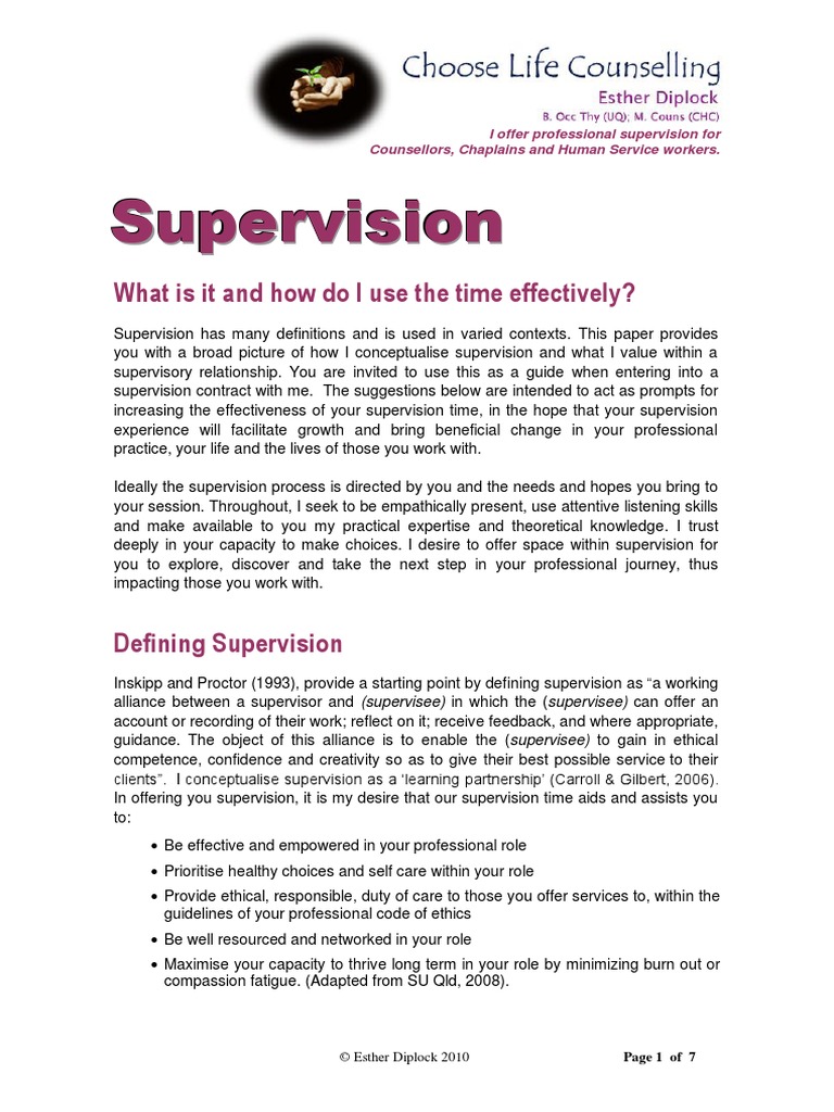 Supervision What How | PDF | Supervisor | Attention