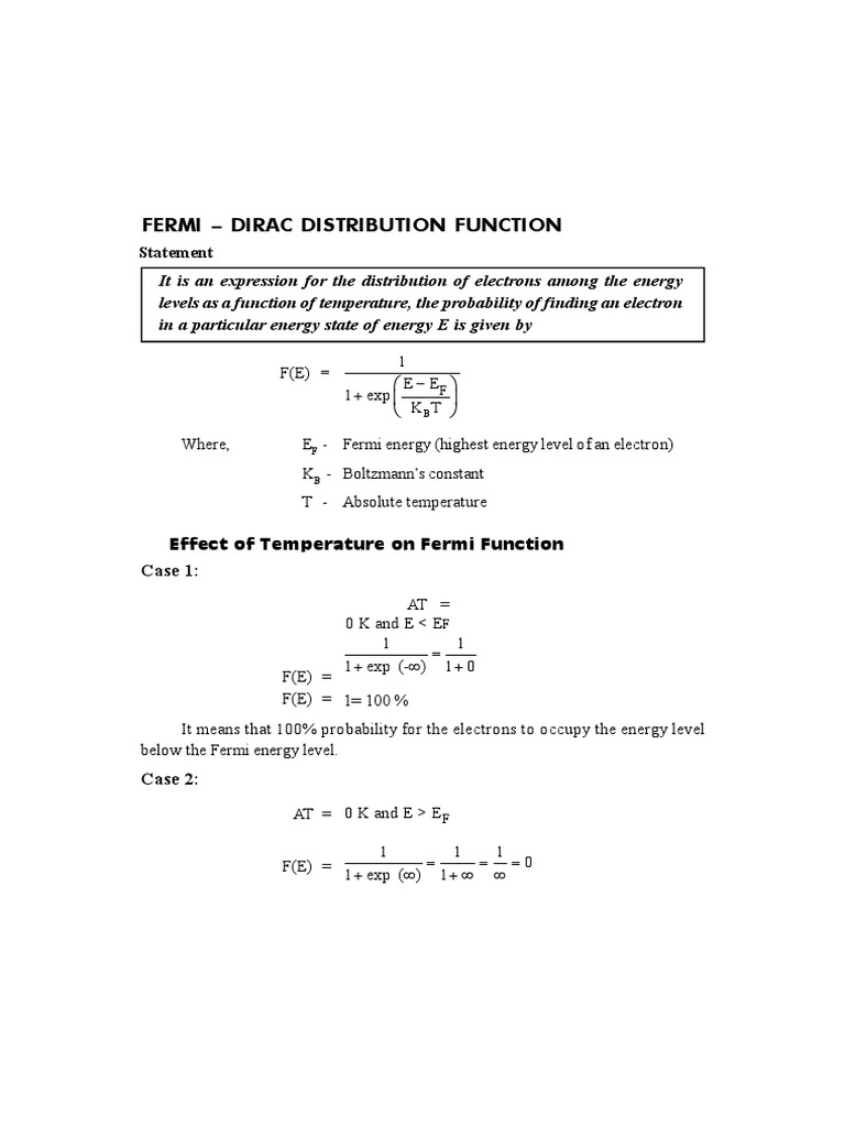 Fermi Distribution Function, Effect of Temperature On Fermi Function ...