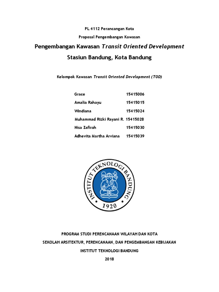 Draft Proposal Pengembangan Konsep Tod | PDF