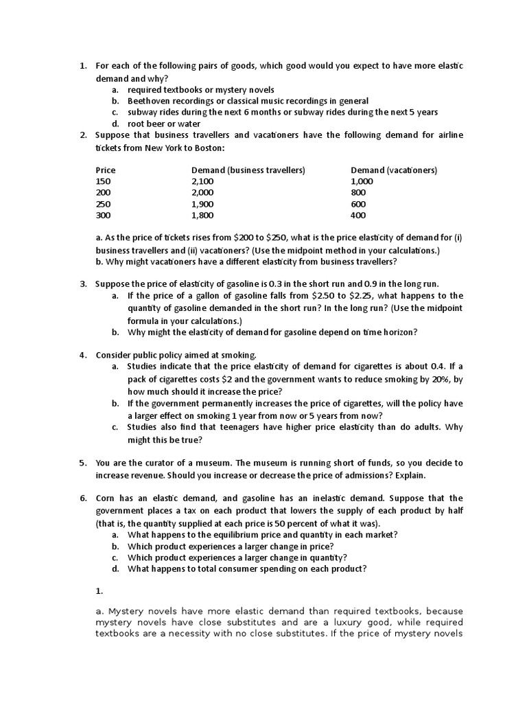 Tutorial 4 Solutions | PDF | Demand | Elasticity (Economics)