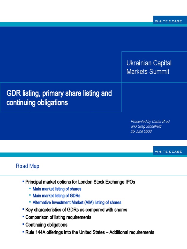 GDR Listing, Primary Share Listing and Continuing Obligations | PDF ...