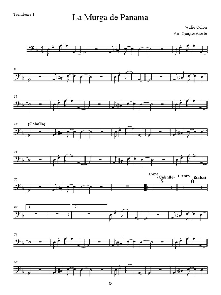 La Murga de Panama - Trombone 1