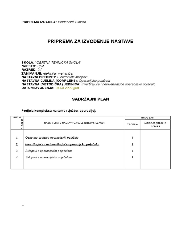 6.2.invertirajuce I Neinvertirajuce Operacijsko Pojacalo | PDF
