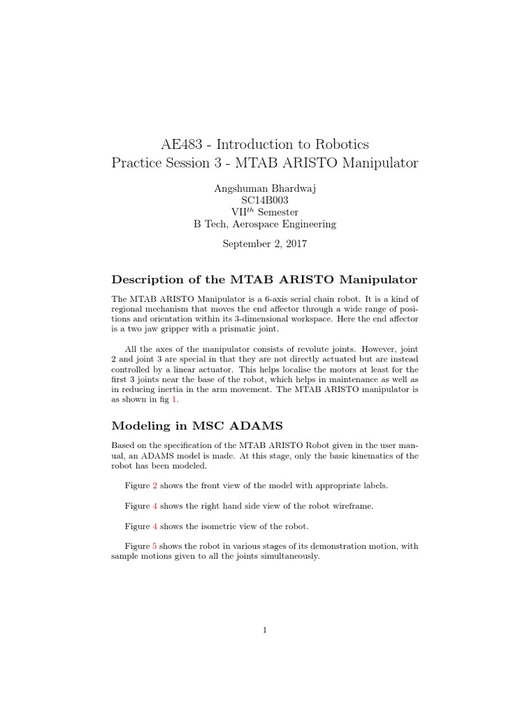 Mtab Aristo | PDF | Robot | Robotics