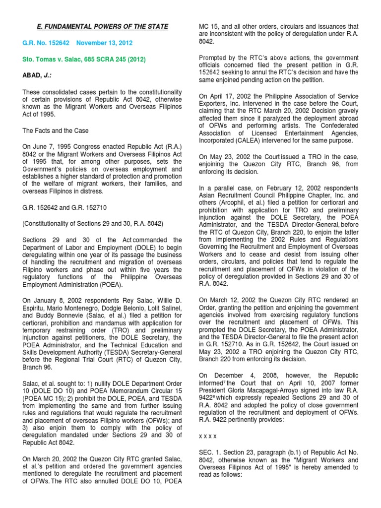 CONSTI CASES 4TH BATCH E. Fundamental Powers of The State | First ...