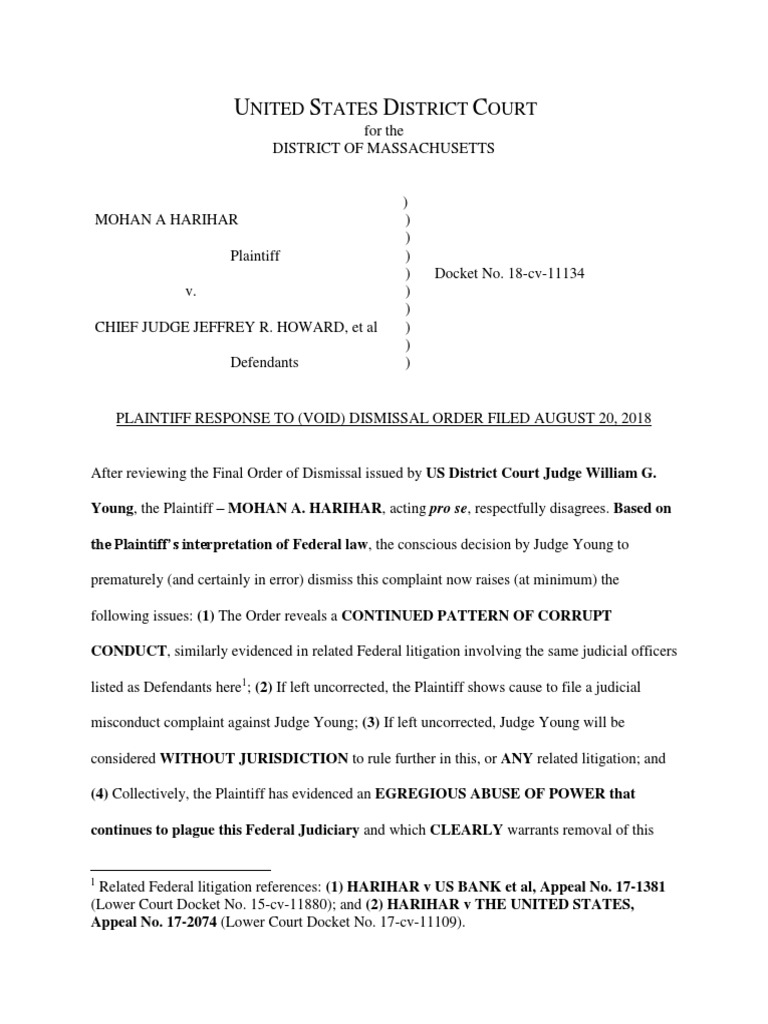 HARIHAR Identifies US District Court Judge - WILLIAM G. YOUNG As 13th ...