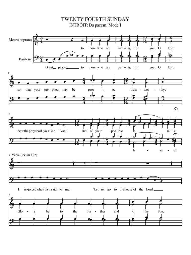 Twenty Fourth Sunday Introit Da Pacem, Mode I | Download Free PDF ...