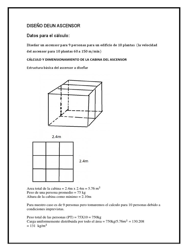 Diseño Ascensor | PDF | Ascensor | Ingeniería de Edificación