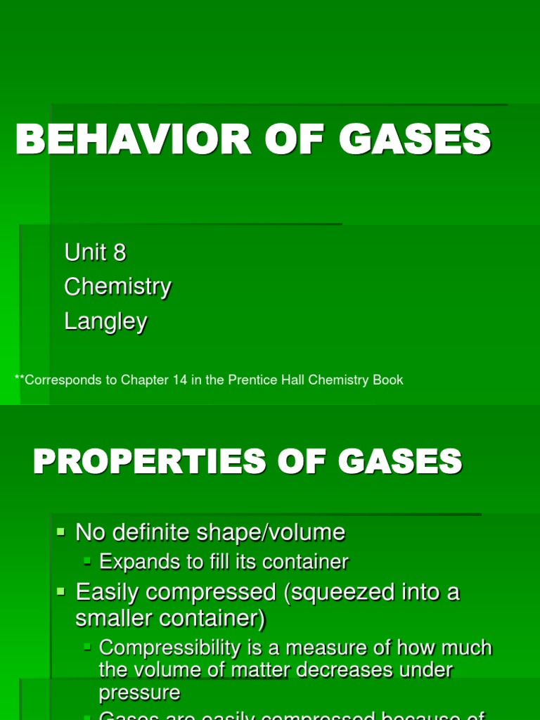 Unit 8 - Behavior of Gases | PDF | Gases | Pressure