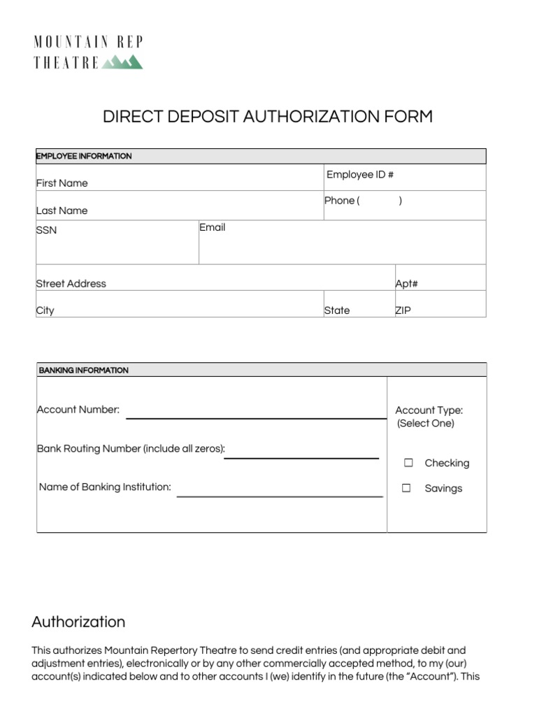 Direct Deposit Authorization Form | PDF