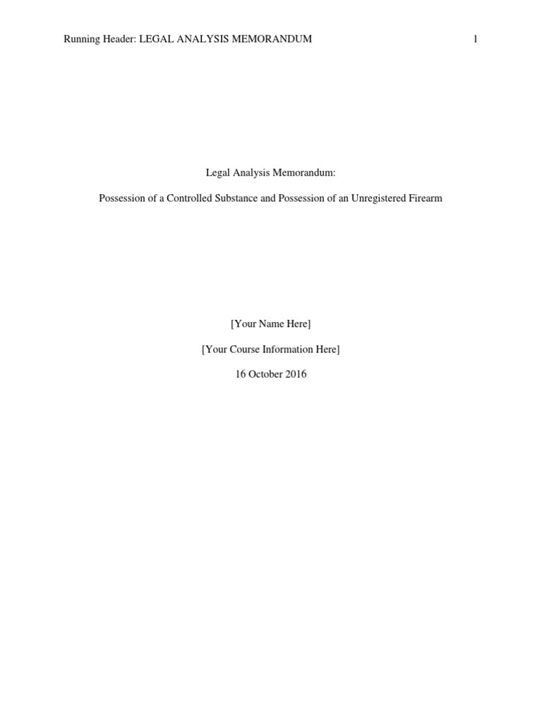 Running Header: Legal Analysis Memorandum 1 | PDF | Search And Seizure ...
