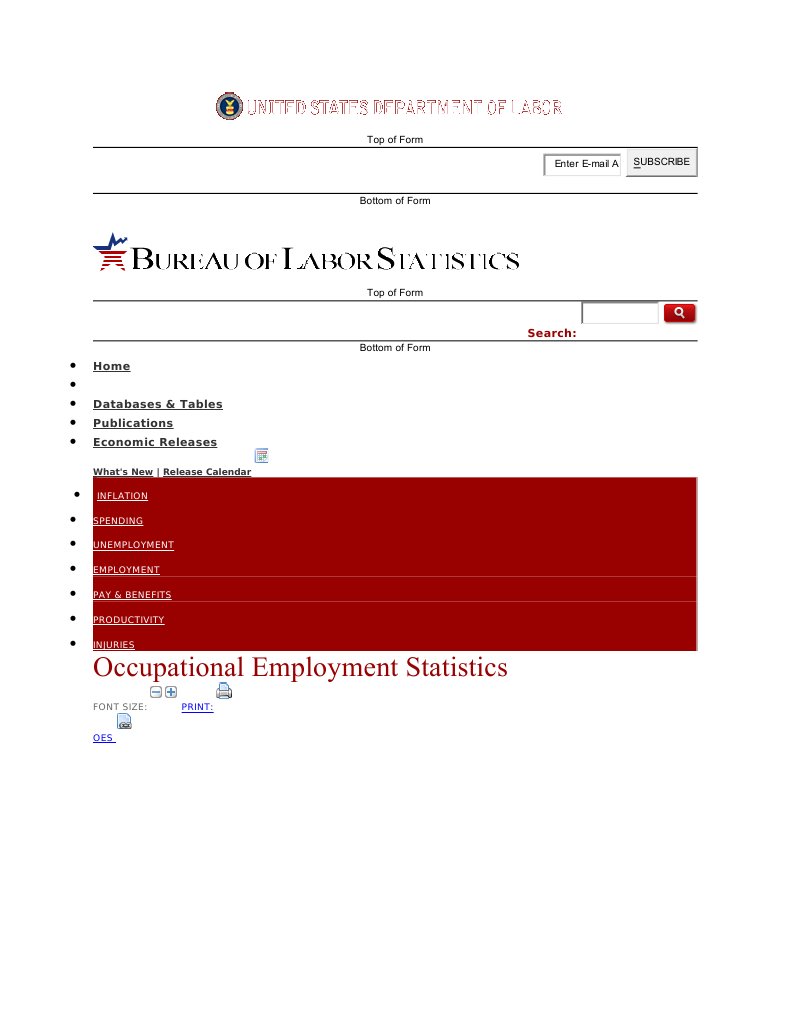 Occupational Employment Statistics: A To Z Index - Site Map - Faqs ...
