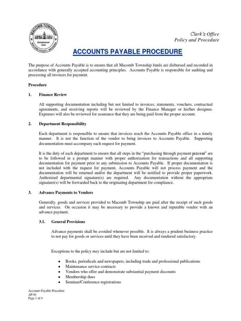 AccountsPayablePolicy 201511191421224864 PDF | PDF | Accounts Payable ...