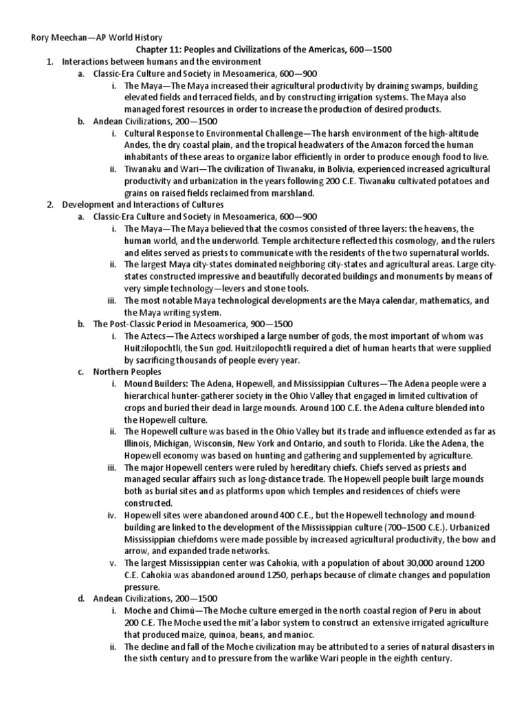 Chapter 11: Peoples and Civilizations of The Americas, 600-1500 | PDF ...