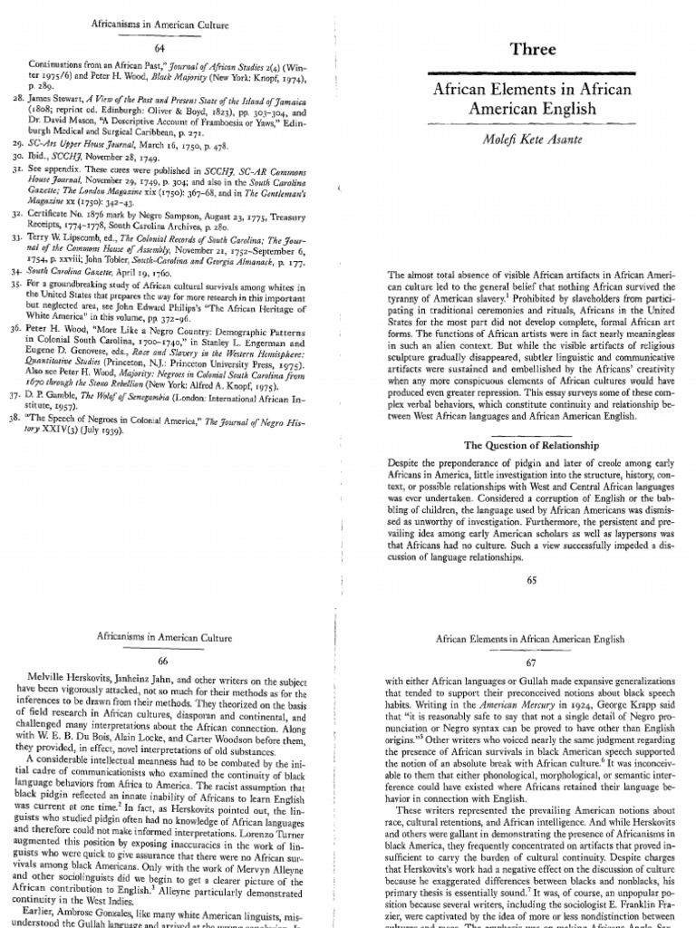 African Elements in African in Amercican English | PDF | Grammatical ...