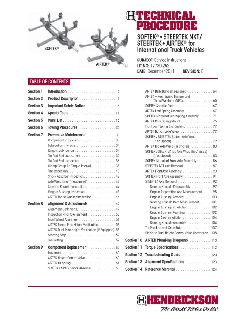 Hendrickson - Softek - Steertek - Airtek Technical Procedure For ...