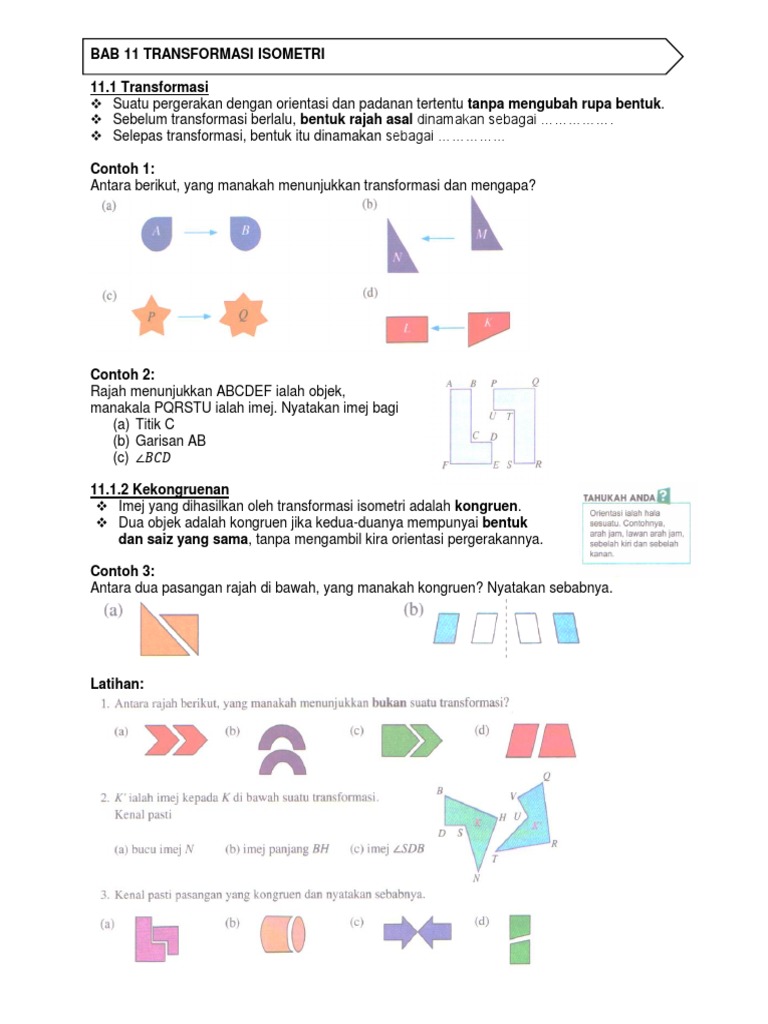 Bab 11 Transformasi Isometri | PDF