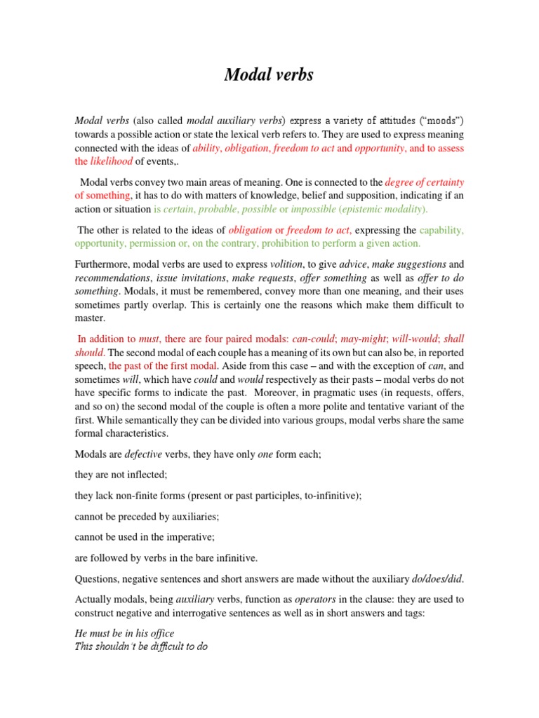 Modal Verbs | PDF | Verb | Syntax